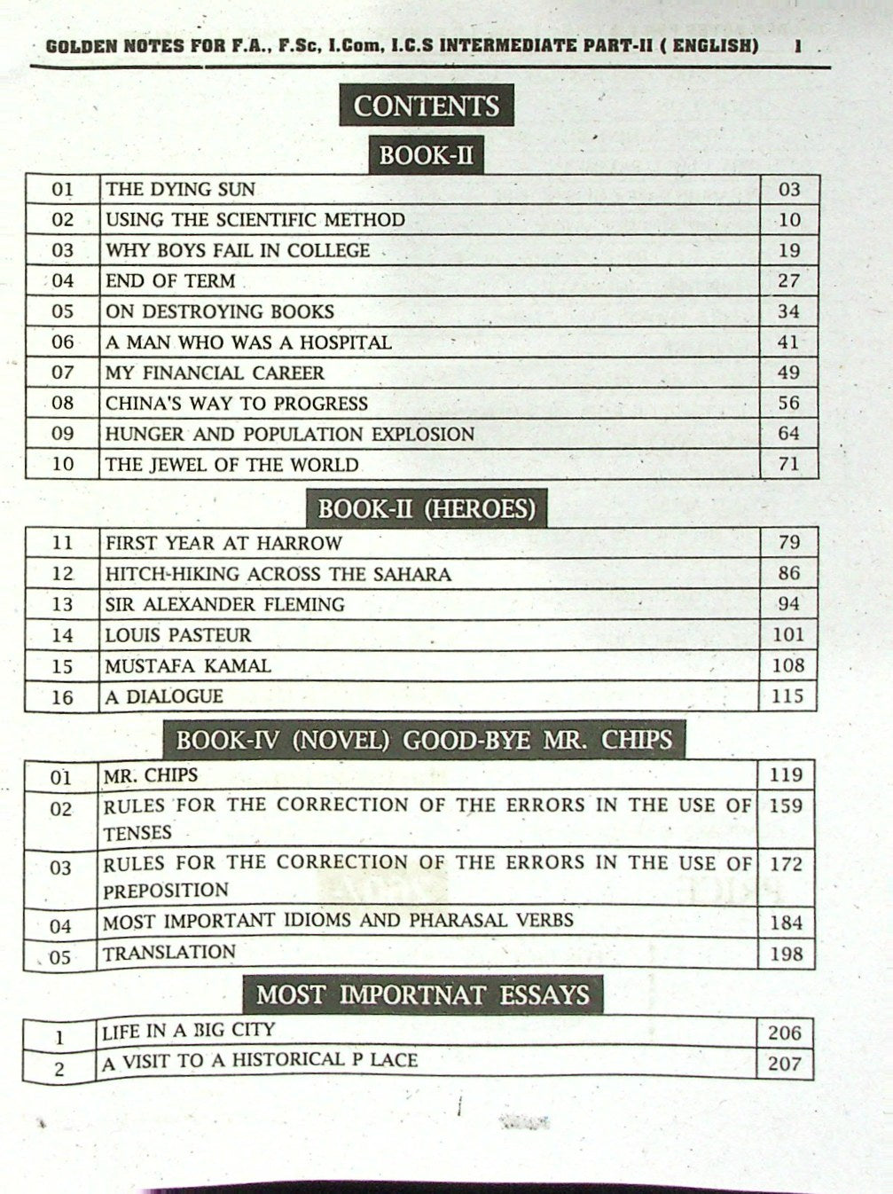Golden Notes On English For FA 2 – Iftikhar Book Depot