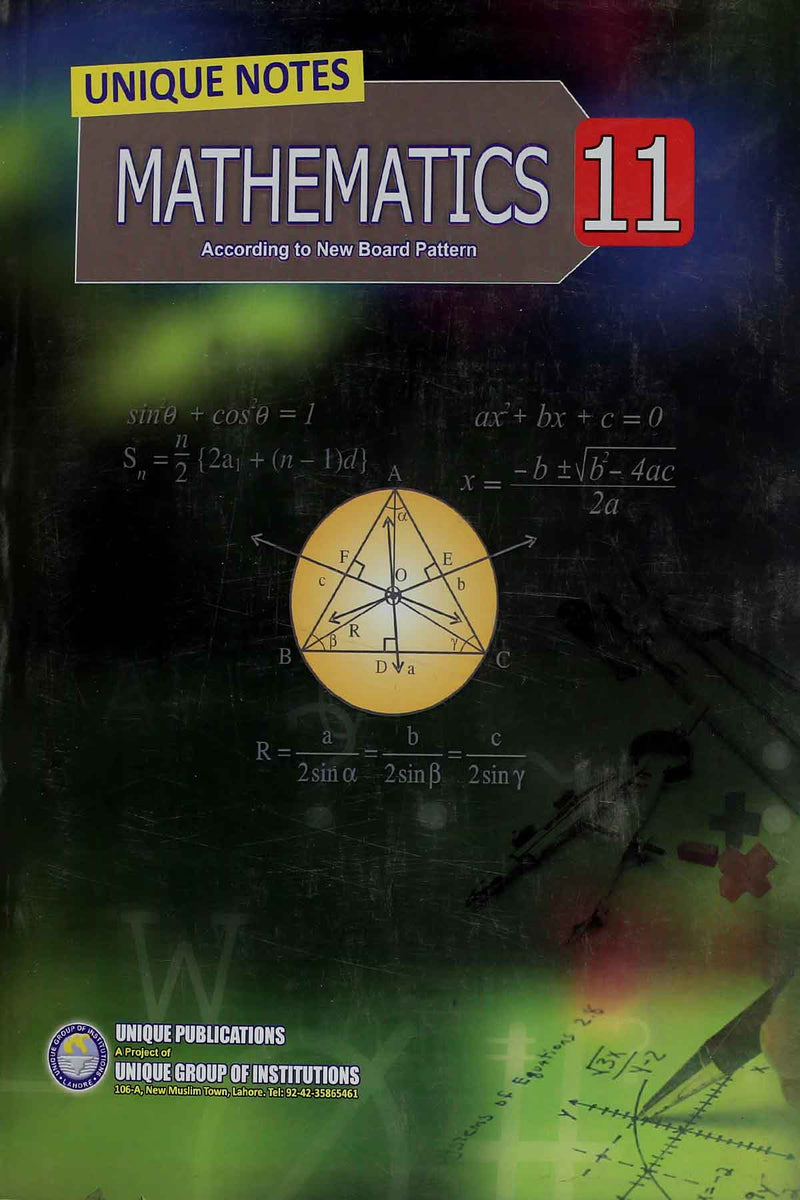 Unique Notes Mathematics Class 11 F.SC Part 1 – Iftikhar Book Depot